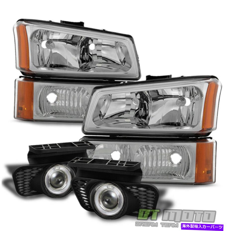 【楽天市場】USヘッドライト 2003-2006 Chevy Silverado 1500ヘッドライト+バンパー+ LED Halo ...