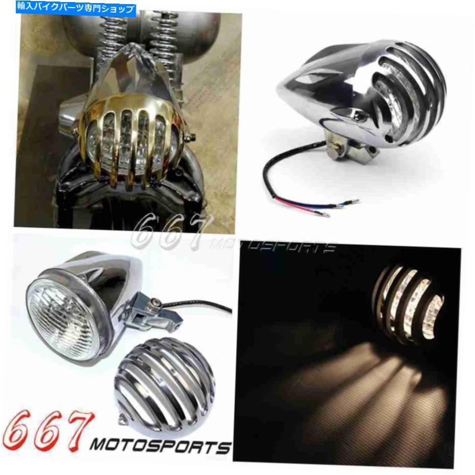 【楽天市場】Headlight オートバイの弾丸ヘッドライト4.5 "ハーレーボバーチョッパー用グリルヘッドライト Motorcycle ...