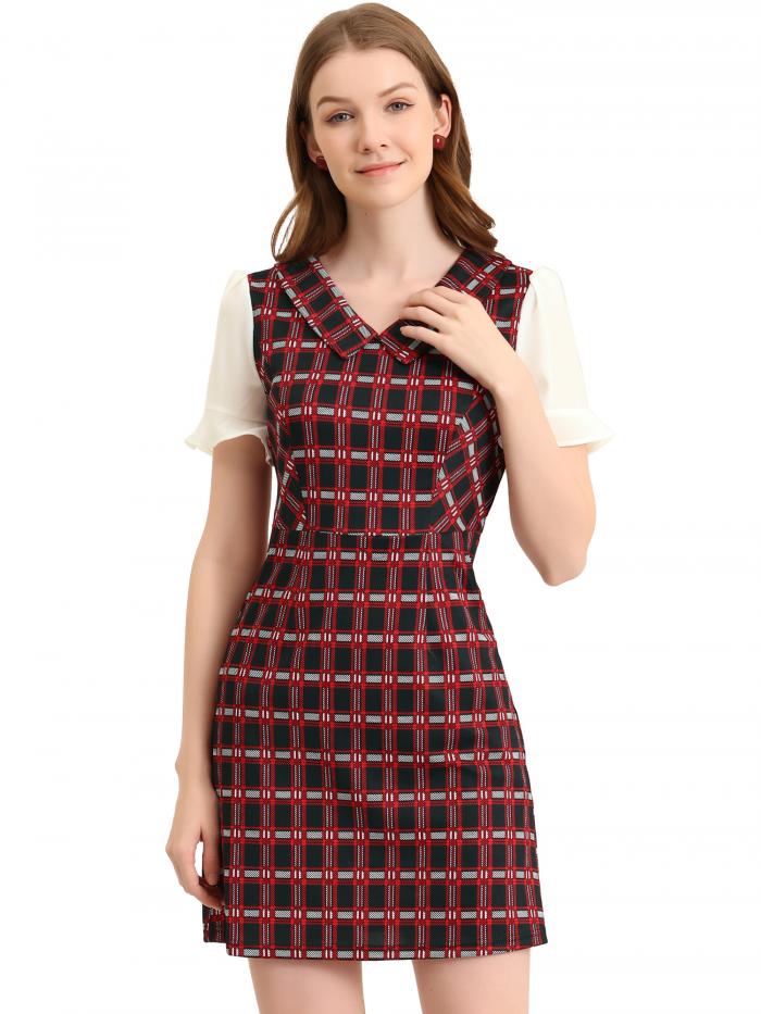 【楽天市場】Allegra K チェック柄 シフォンワンピース 半袖 レディース：uxcell japan