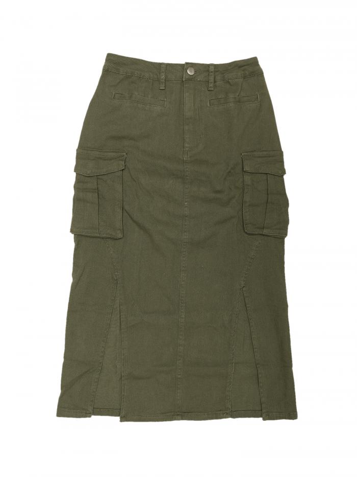 【楽天市場】Allegra K デニムカーゴスカート Y2K スプリットヘム ミディジーンズスカート ポケット付き ジーンズ スリット ...