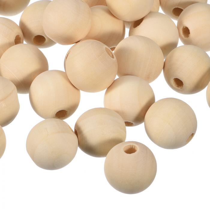 【楽天市場】uxcell 30個入り 22mmの天然木スペーサービーズ 5mmの大きな穴のない丸い木製ビーズ DIYクラフトや宝石作りに最適な ...