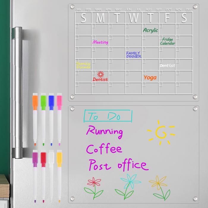【楽天市場】PATIKIL アクリル製ホワイトボードとカレンダー 冷蔵庫用 2セット クリア 磁気プランニングボードマンスリープランナー 8つ ...