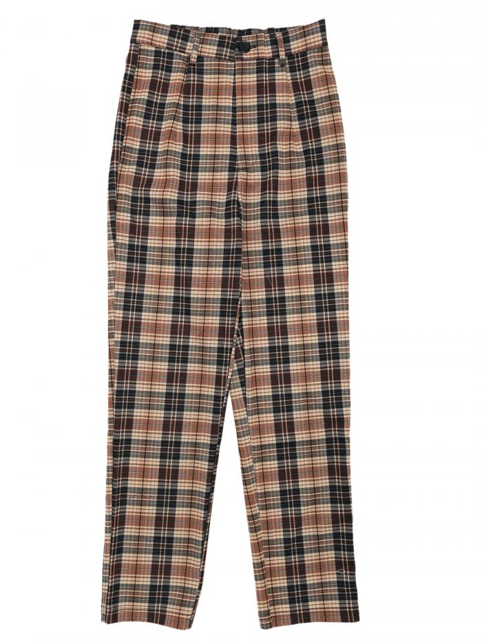 【楽天市場】Allegra K チェックパンツレディース クロップドパンツ タータンチェック カジュアル ワーク 伸縮性 ハイウエスト ダーク ...