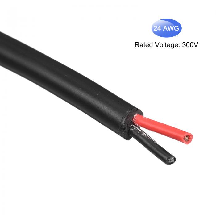 uxcell 24AWG電線 2導体 UL2464 錫メッキ銅 10 M 低電圧 PVCケース 柔軟な延長電源コード ブラック LEDストリップランプ照明用