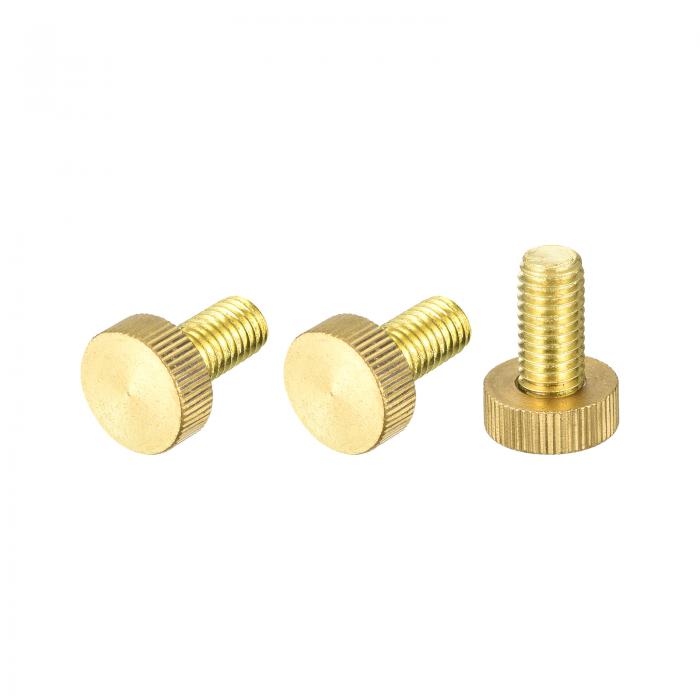 Uxcell ローレットつまみねじ M10x20 Mm フラット 真鍮ボルト グリップノブファスナー Pc 電子 機械用 3個 Diy・工具