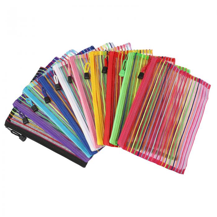 【楽天市場】uxcell メッシュジッパーポーチ カラフルなペンケース ドキュメントファイルバッグ ストレージオーガナイザー A5 ナイロン ...