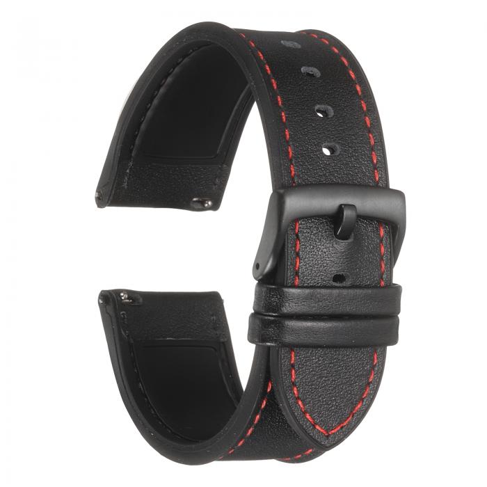 【楽天市場】uxcell 本物のレザーウォッチバンド 24mm幅 ソフトなクイックリリースウォッチバンド シリコン防水裏地付き 黒 ...
