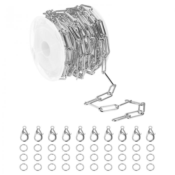【楽天市場】uxcell 16フィートのホワイトメッキチェーン ステンレススチールペーパークリップネックレスチェーン ジャンプリング付き ...