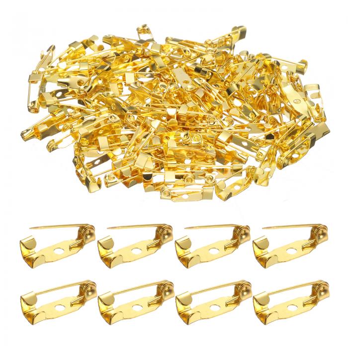 【楽天市場】uxcell 120個の安全バーピン15mmゴ ールドブローチク ラスプピンバックロ ックピンバッジバッ クス DIYクラフト ...
