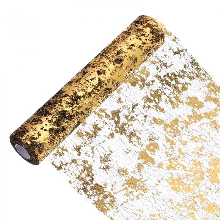 【楽天市場】uxcell 49フィート テーブルランナー スパンコール金色ホイル薄型メッシュメタリックテーブルランナーロールテーブル ...