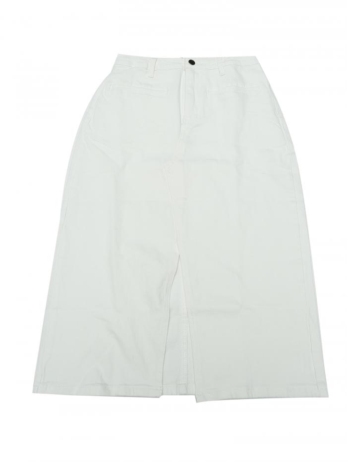 【楽天市場】Allegra K ジーンズスカート ミディ デニム スカート ハイウエスト スリットフロント ポケット付き レディース ホワイト ...