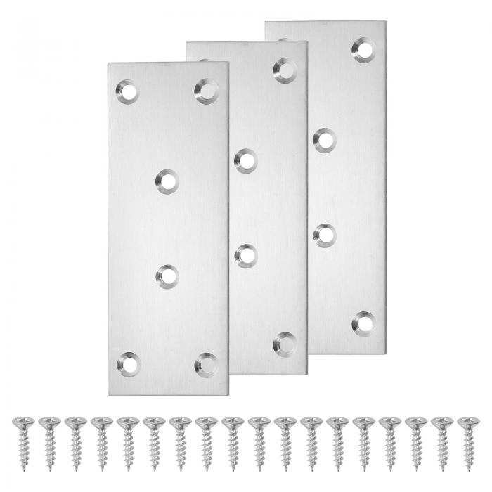 【楽天市場】uxcell フラット補修プレート ステンレススチール フラットストレートブレースブ ラケット 補修接合プレート ネジ付き 木製 ...