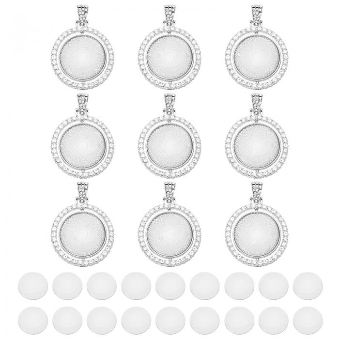 【楽天市場】【期間限定10％OFF】PATIKIL 1"両面空白ピクチャーペンダント 9個 メタル回転可能なラウンドラインストーンベゼル ...