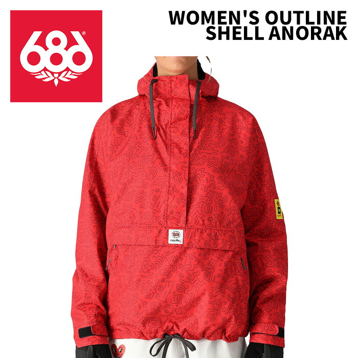 【楽天市場】686 シックスエイトシックス ウェア WOMEN'S OUTLINE SHELL ANORAK KEITH HARING RED ...