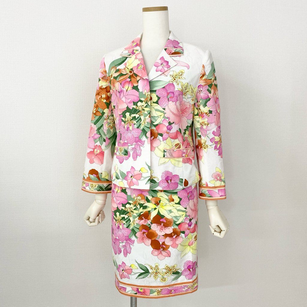 【楽天市場】LEONARD FASHION レオナール 美しい花柄プリント スカートスーツ セットアップ 0331204/0332200 サイズ9AR/64 マルチカラー コットン100 ...