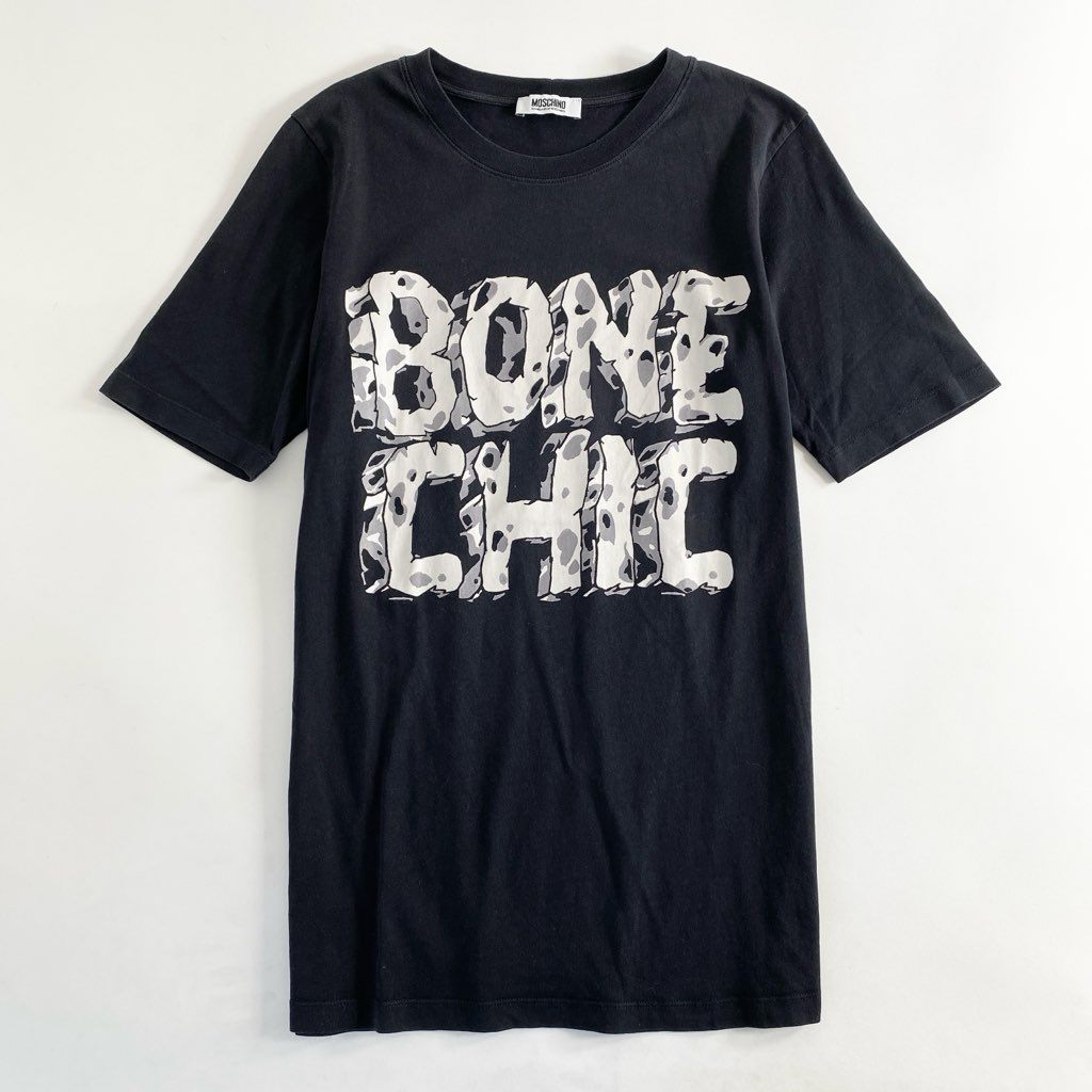 【楽天市場】MOSCHINO CHEAPANDCHIC モスキーノ チープアンドシック BONE CHIC プリントTシャツ 38 ブラック ...