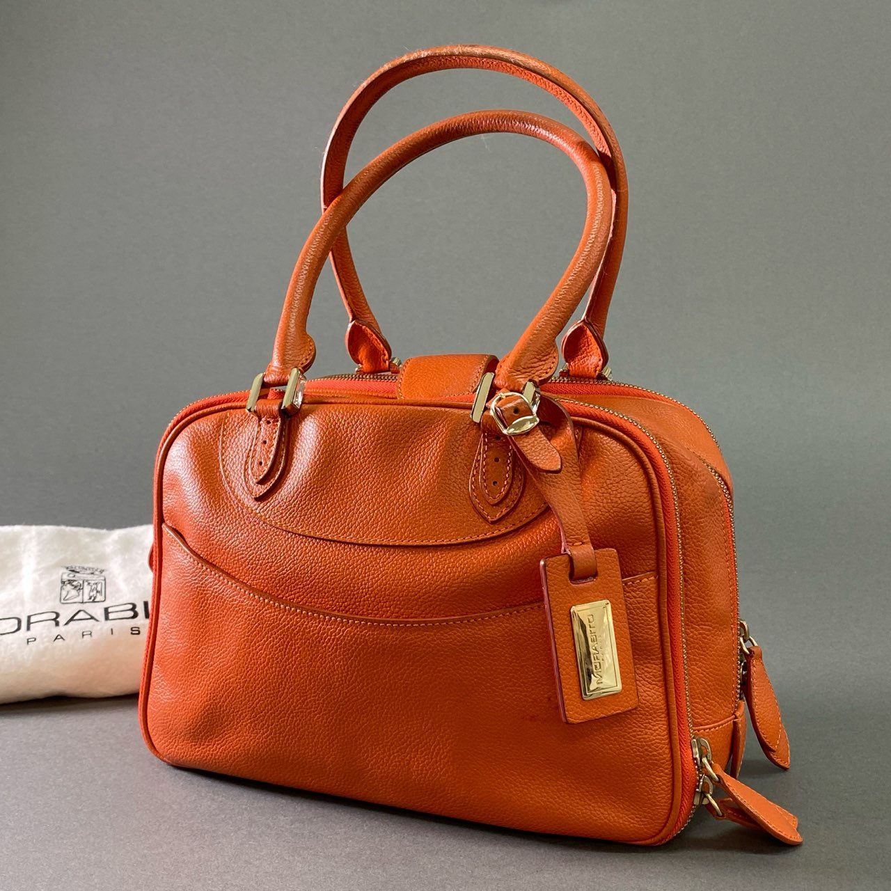 【楽天市場】MORABITO モラビト BIJOUX ビジュー カーフレザー ハンドバッグ オレンジ Leather カバン 手提げ鞄 高級 ...