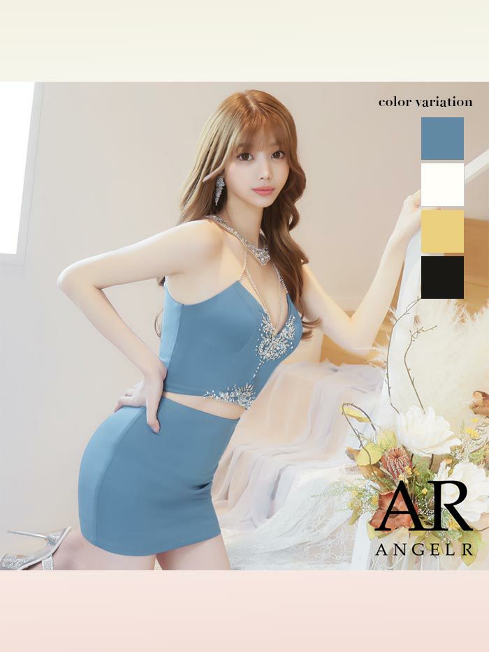 【楽天市場】キャバドレス ミニ 大人 高級キャバドレス ミニドレス クラブ ワンピース AngelR エンジェルアール ホルターネックビジューフロントパールチェーンセパレートイトマイクロミニ ...