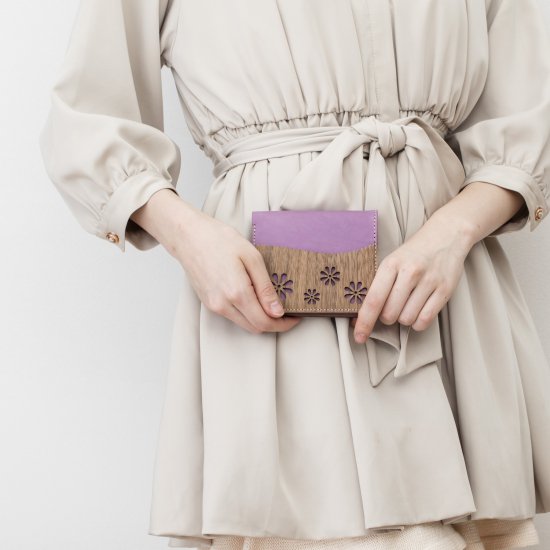 【楽天市場】スタンダードウォレット VARCO REAL WOOD フルール 二つ折り財布 財布 革財布 革 本革 ヌメ革 レザー 小銭入れ ...