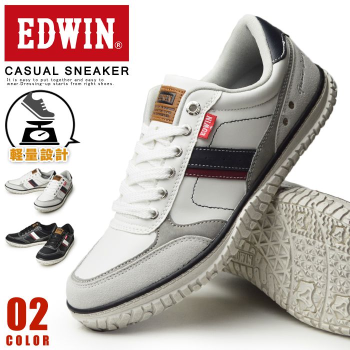 【楽天市場】【送料無料】EDWIN エドウィン スニーカー メンズ 軽量 カジュアルシューズ 防滑 幅広 3E EEE カジュアルスニーカー ローカット サイドライン コンフォートシューズ ...