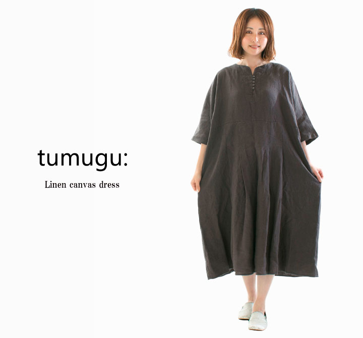 【楽天市場】tumugu: ツムグ リネンキャンバスワンピース TB25203【2025春夏】：Varzy（バルジー）