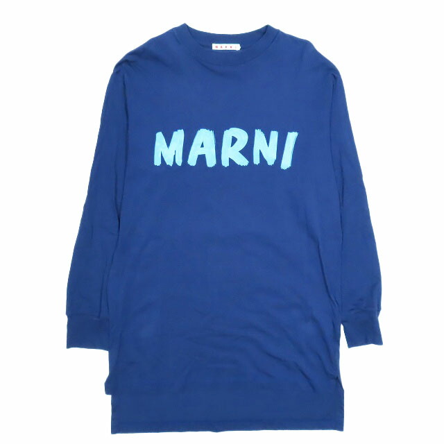 【楽天市場】【中古】マルニ MARNI ペイントロゴ ロングTシャツ ロングスリーブ プリント クルーネック トップス ネイビー 38 ...
