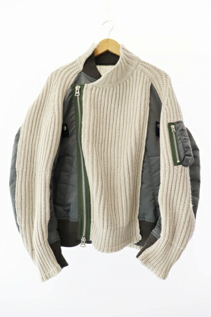 【楽天市場】【中古】サカイ sacai 22AW Nylon Twill Mix Knit Blouson ナイロン ツイル ミックス ニット ブルゾン 22-02826M 1 グレー ...