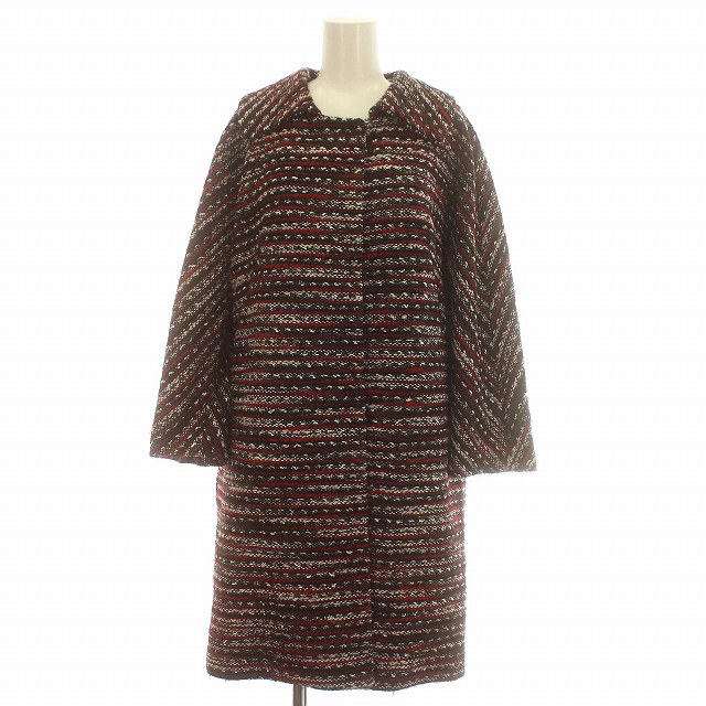 【楽天市場】【中古】ミリー milly ツイード ステンカラーコート 比翼ボタン 4 M 黒 赤 /☆G レディース 【ベクトル 古着 ...