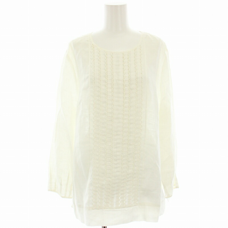 【楽天市場】【中古】レリアン Leilian by Eriko Nakamura ブラウス シャツ プルオーバー 麻 リネン フリル タック ...