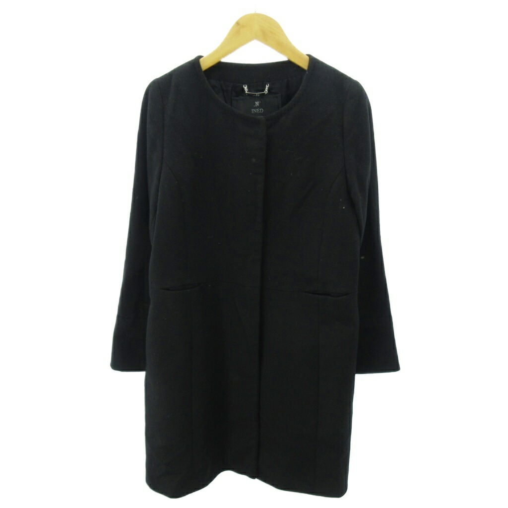 【楽天市場】【中古】イネド INED ノーカラーコート カシミヤ100% ロング丈 9 黒 ブラック 1020 YHS7 レディース 【ベクトル 古着】 251020：ブランド古着ベクトルプレミアム店