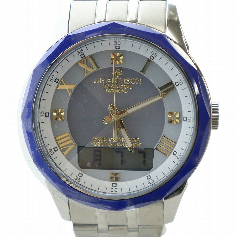 【楽天市場】【中古】ジョン ハリソン J.HARRISON 腕時計 ウォッチ ソーラー ロゴ カレンダー付き アナデジ ローマン シルバー色 ...
