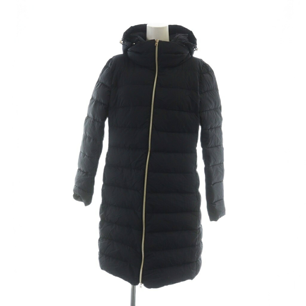 【楽天市場】【中古】ヘルノ HERNO PI001546D-12456-9300 ダウンコート 長袖 ジップアップ ロング ロゴ 42 M 黒 ...