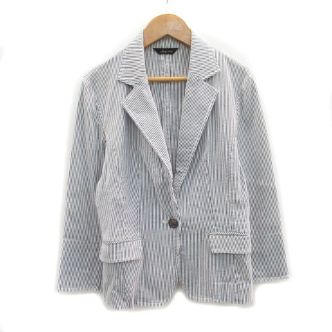 【楽天市場】【中古】ドゥエセイ due sei テーラードジャケット 七分袖 ミドル丈 ストライプ柄 シングルボタン 9AR ホワイト 白 /MS43 MO レディース 【ベクトル 古着 ...