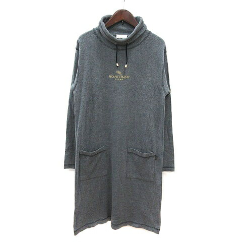 【楽天市場】【中古】モーヴ ダジュール MOUVE D’AZUR ワンピース ひざ丈 オフタートル 刺繍 長袖 L グレー /MS レディース ...