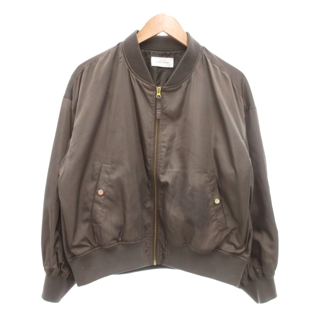 【楽天市場】【中古】グローバルワーク GLOBAL WORK ボンバージャケット MA-1 ブルゾン S カーキ ジップアップ リブ /NL ...