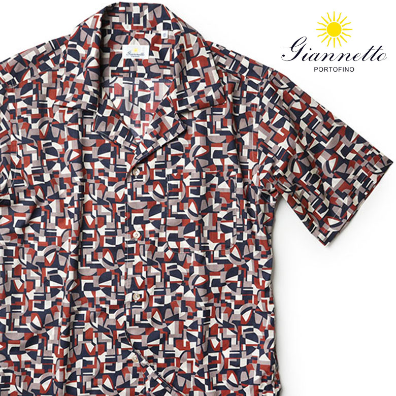 【楽天市場】ジャンネット シャツ 半袖 オープンカラー Giannetto MARACAIBO 総柄 開襟 アロハシャツ ハワイシャツ コットン イタリア製 メンズ【レビュー】：VIAJERO
