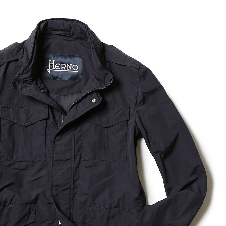 【楽天市場】【20%off】ヘルノ フィールドジャケット ブルゾン M-65 スタンドカラー フード付き ミリタリー ナイロンジャケット HERNO スプリングコート メンズ 【送料無料 ...