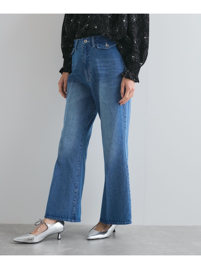 【楽天市場】【洗える】フロントポケットハイウエストフレアデニム VIS ビス パンツ ジーンズ・デニムパンツ ブルー【送料無料】[Rakuten Fashion]：VIS／ビス