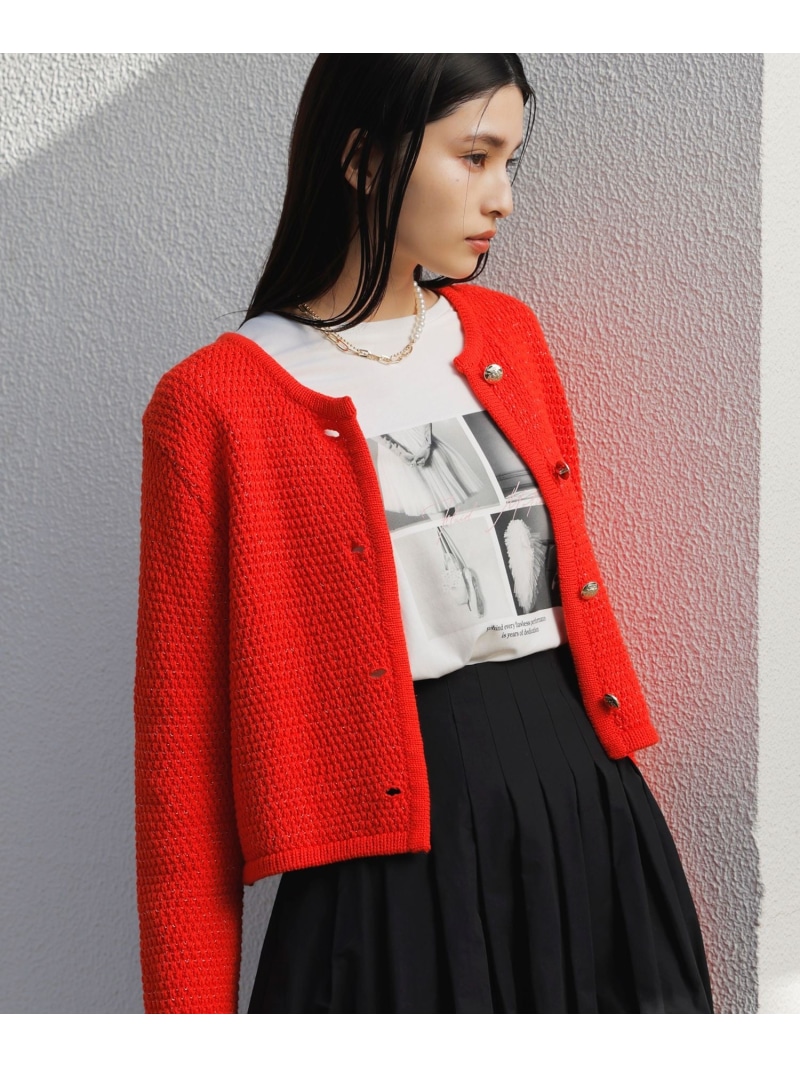【楽天市場】【SALE／50%OFF】ツイードライクノーカラー金ボタンニットカーディガン VIS ビス トップス カーディガン ホワイト ネイビー レッド【RBA_E】[Rakuten ...