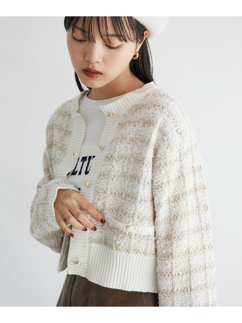 【楽天市場】【SALE／30%OFF】【洗える】ツイードニットカーディガン VIS ビス トップス カーディガン ホワイト ベージュ ネイビー【RBA_E】【送料無料】[Rakuten ...