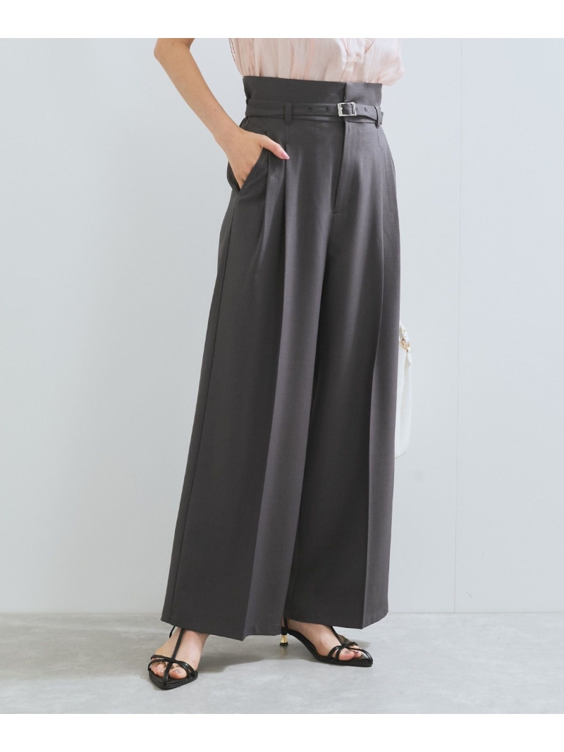 【楽天市場】【防シワ/接触冷感】ベルトディテールタックワイドスラックスパンツ VIS ビス パンツ スラックス・ドレスパンツ グレー ベージュ ブルー【先行予約】*【送料無料】[Rakuten ...