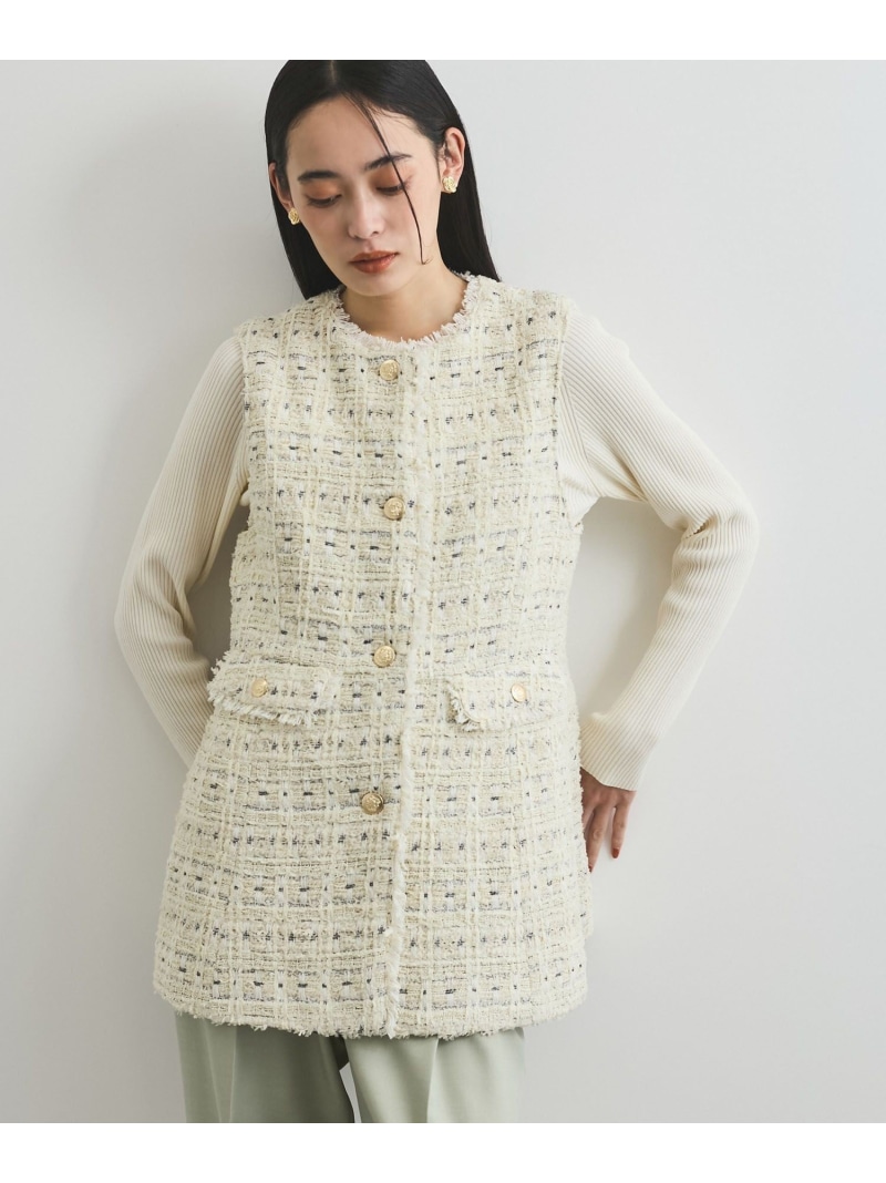 【楽天市場】【SALE／40%OFF】【WEB限定】ノーカラーツイードジレ VIS ビス トップス ベスト・ジレ ホワイト ブラック【RBA_E】【送料無料】[Rakuten Fashion ...