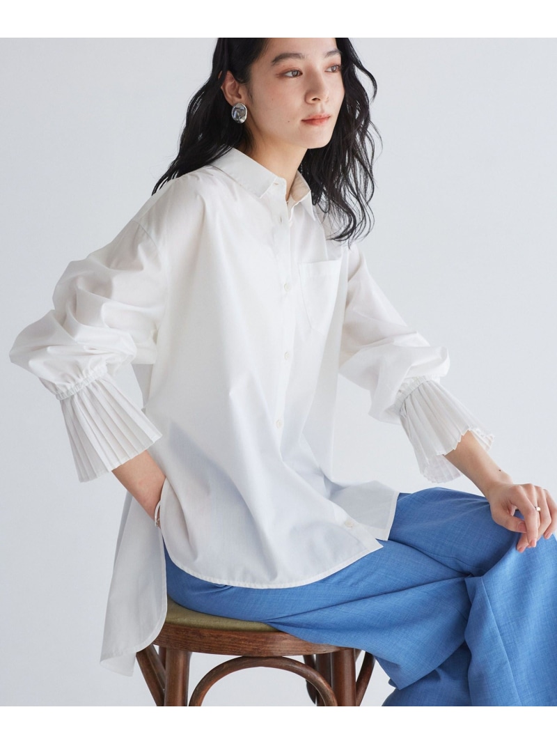 【楽天市場】【SALE／50%OFF】【洗える】プリーツスリーブフレアーシャツ VIS ビス トップス シャツ・ブラウス ホワイト グリーン ...