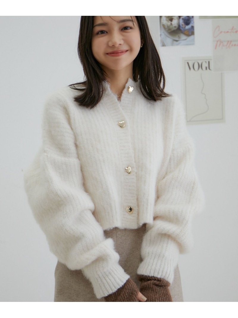 【楽天市場】【WEB限定】ハート釦カーディガン VIS ビス トップス カーディガン ホワイト ブルー【送料無料】[Rakuten Fashion]：VIS／ビス