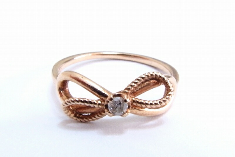 【楽天市場】【中古】agete アガット K10PG リボンモチーフ ダイヤモンド0.03ct ピンキーリング 指輪 ＃4～5 ピンクゴールド kz4420196239：Vision【ビジョン ...