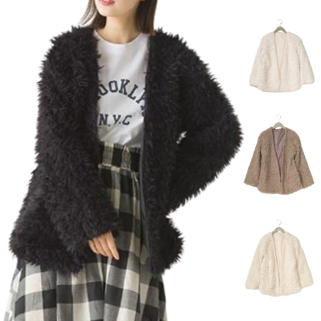 【楽天市場】ゆったり ボリューム カーディガン アイボリー ブラック ベージュ モカ レディース 厚手 裏地付き おしゃれ かわいい ...