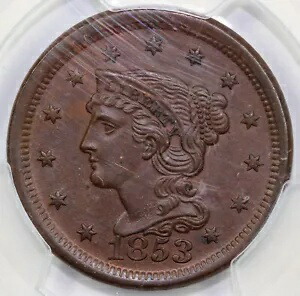 【楽天市場】1853 1c N-13 編み込みヘア ラージ セント PCGS MS 65 BN EX;エルズワース：コインと紙幣 WORLD RESOURCE
