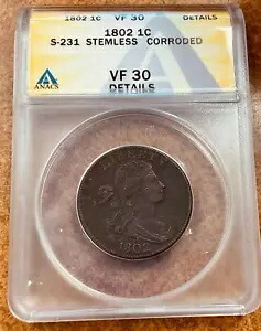 【楽天市場】1802 ドレープバスト ラージセント ステムレス S-231 ANACS VF30 詳細：コインと紙幣 WORLD RESOURCE