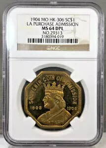【楽天市場】1904 年ルイジアナ州購入入場料、いわゆるドル MO HK-306 SC$1 NGC MS64 DPL：コインと紙幣 WORLD ...