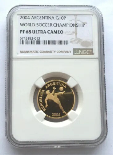 【楽天市場】アルゼンチン 2004 ワールドカップ 10 ペソ NGC PF68 金貨、プルーフ：コインと紙幣 WORLD RESOURCE